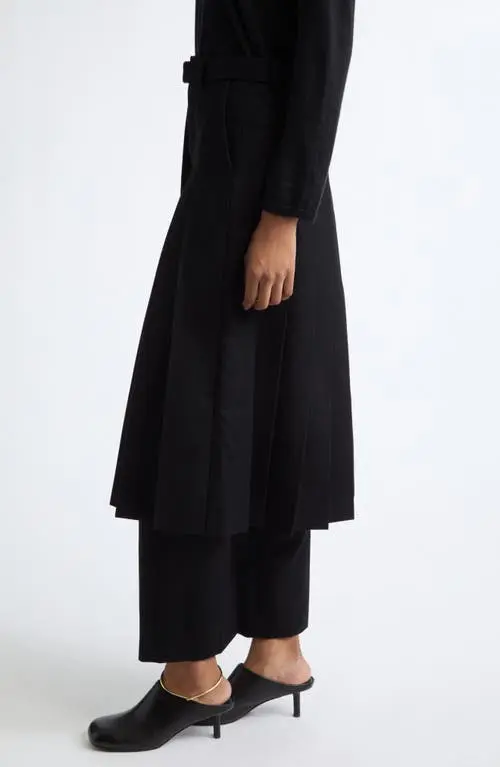 Sacai Pleated Overlay Wool Flannel Wide Leg Pants