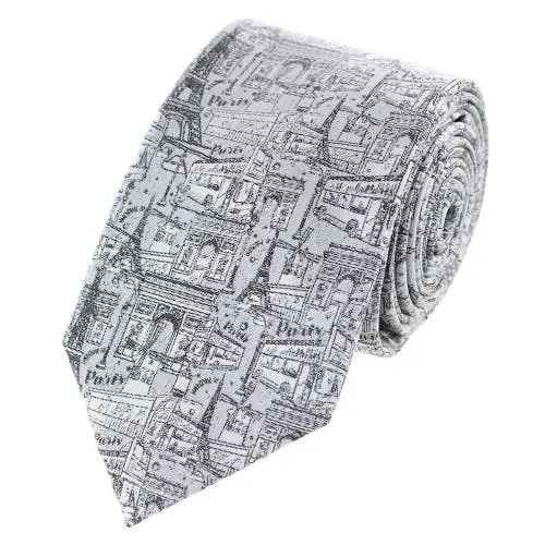 Trafalgar Parisian Nights Silk Novelty Necktie - Silver