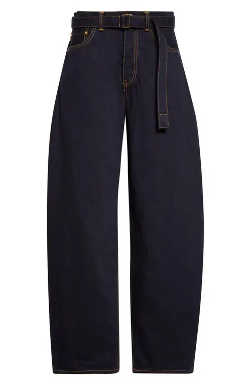 Sacai Belted High Waist Wide Leg Jeans