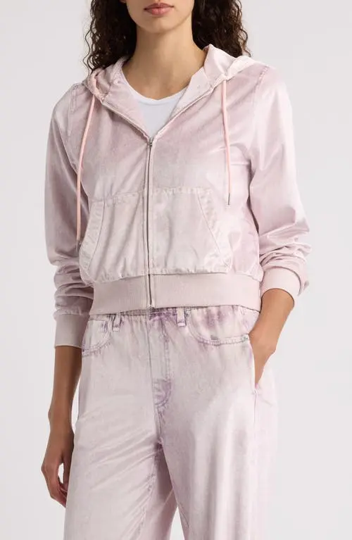 Rag & Bone Miramar Velvet Zip Front Hoodie - Pnkmarbl