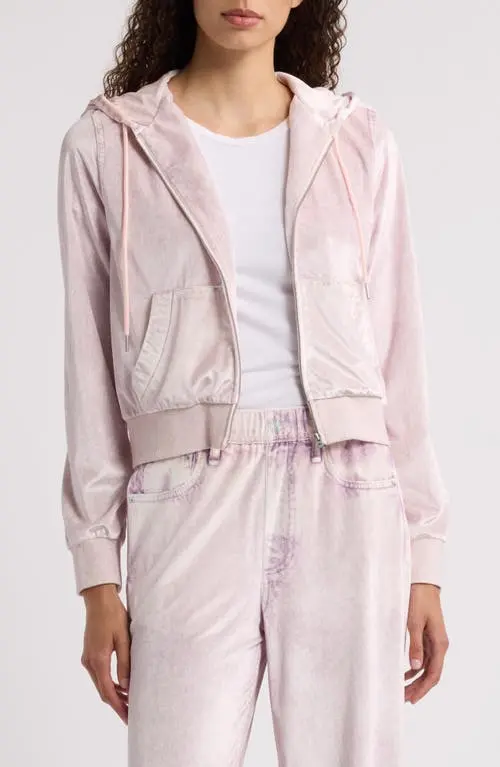 Rag & Bone Miramar Velvet Zip Front Hoodie - Pnkmarbl