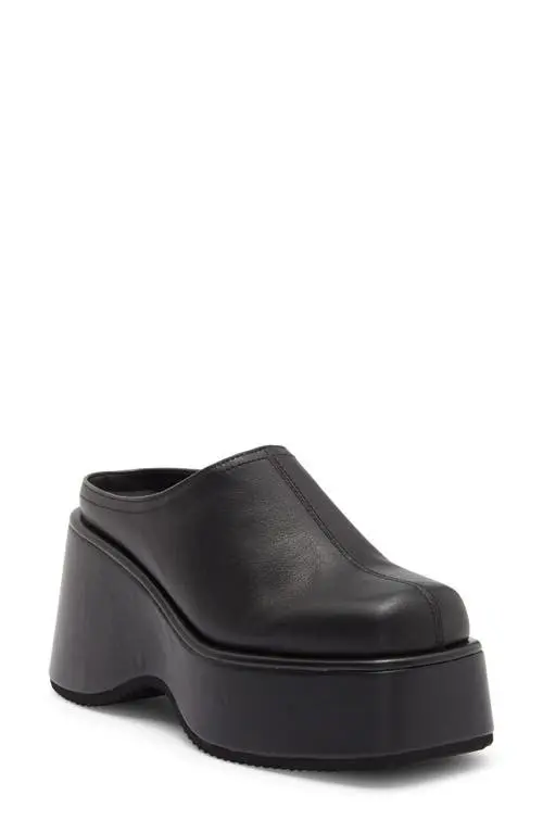 Jeffrey Campbell Waveform Leather Platform Wedge Mule - Black