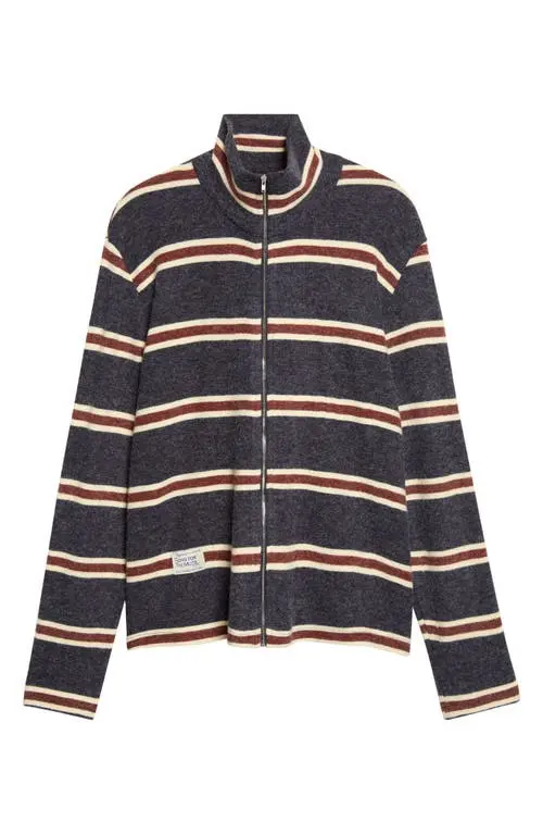 SONG FOR THE MUTE Striped Zip-up Funnel Neck Jacket
