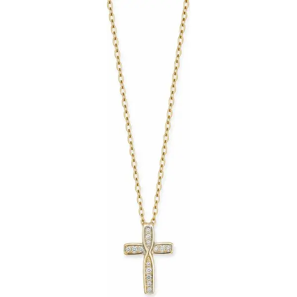 Argento Vivo Cubic Zirconia Cross Pendant Necklace - Gold