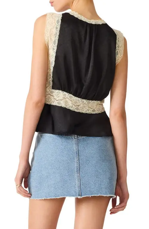 Steve Madden Elinor Lace Accent Top - Black