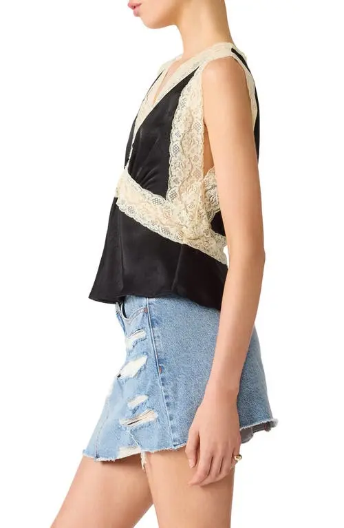 Steve Madden Elinor Lace Accent Top - Black