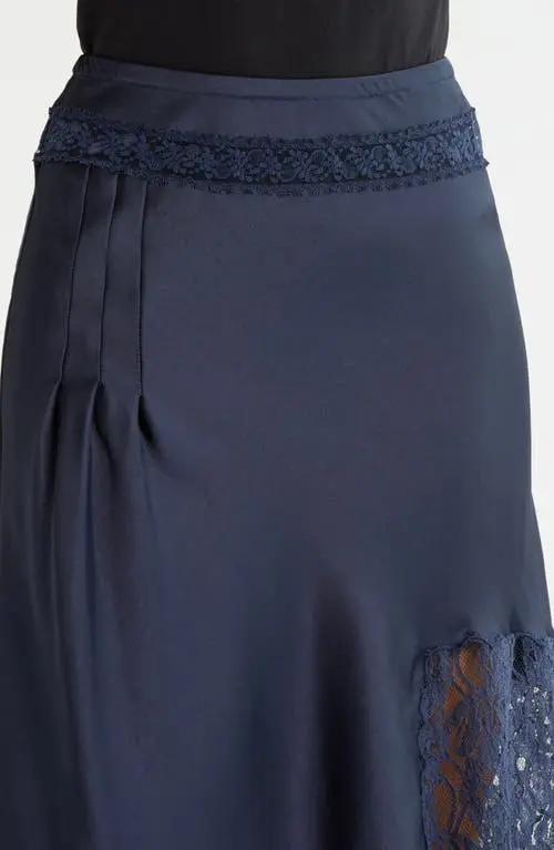 DAMSON MADDER Elea Satin And Lace Midi Skirt