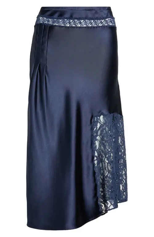 DAMSON MADDER Elea Satin And Lace Midi Skirt
