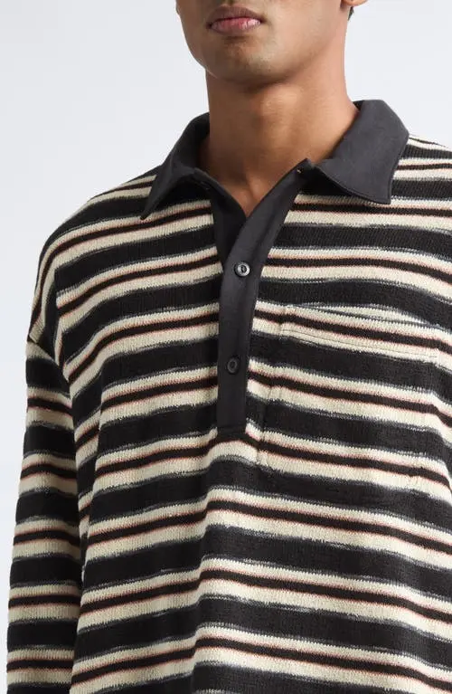 SONG FOR THE MUTE Striped Long Sleeve Polo