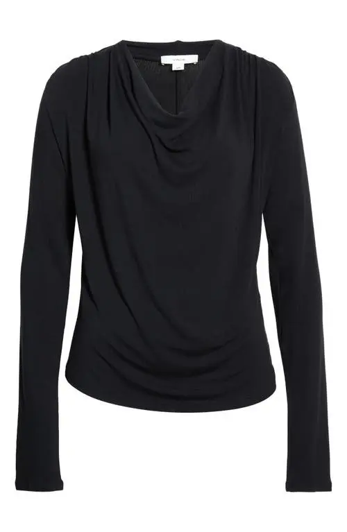 Vince Cowl Neck Long Sleeve Top - Black