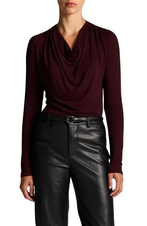 Vince Cowl Neck Long Sleeve Top - Blackberry