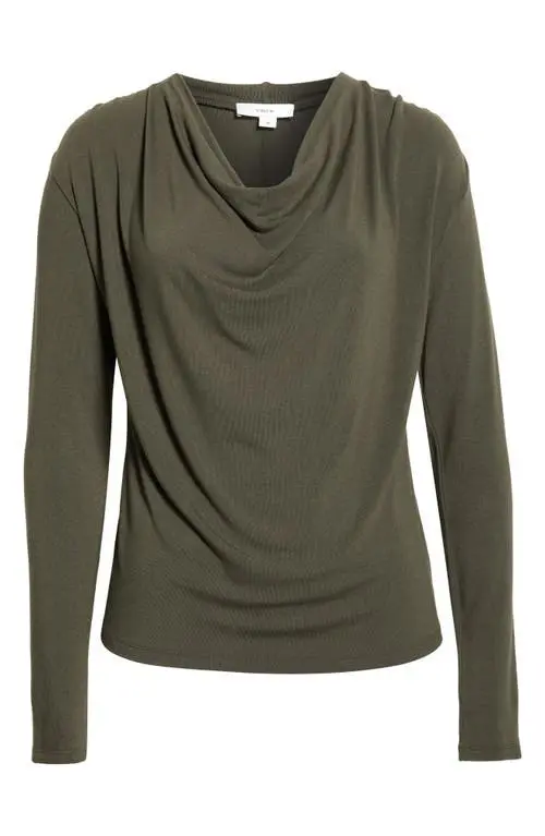 Vince Cowl Neck Long Sleeve Top - Dark Moss