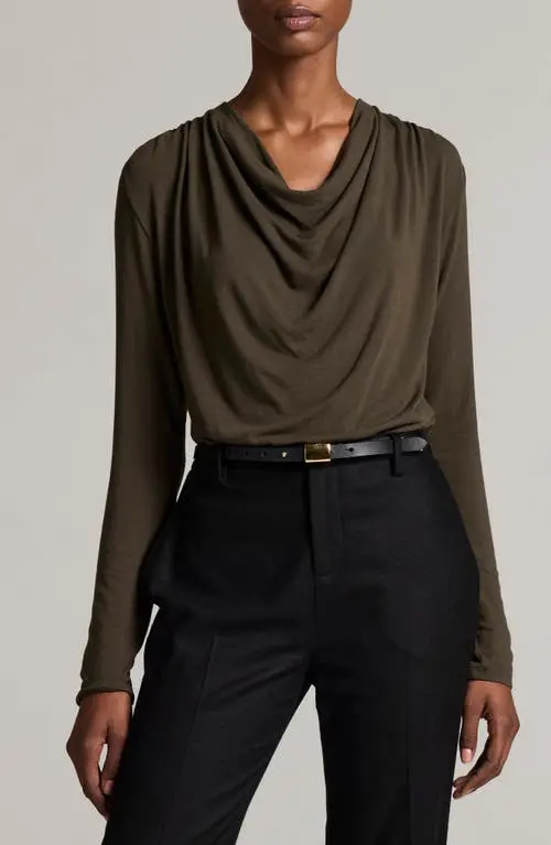 Vince Cowl Neck Long Sleeve Top - Dark Moss