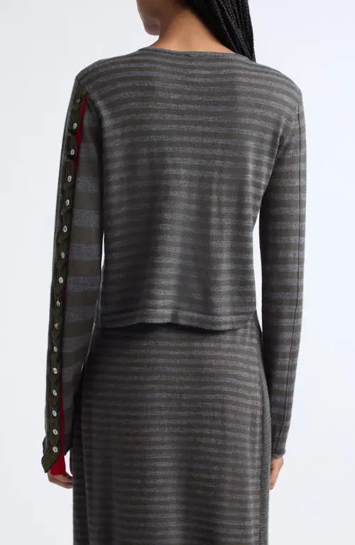 YANYAN Merino Wool Striped Cardigan
