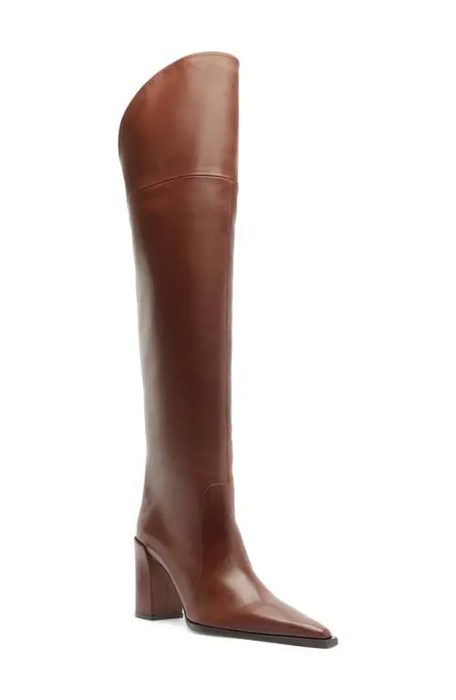 Schutz Raffaela Over The Knee Leather Boot - Warm Toffee