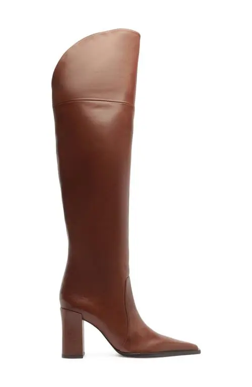 Schutz Raffaela Over The Knee Leather Boot - Warm Toffee