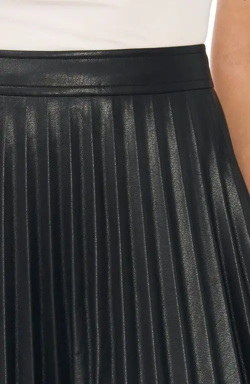 CECE DUPRAZ Pleated Lace Hem Faux Leather Miniskirt