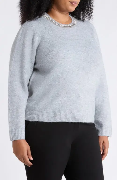 CECE DUPRAZ Embellished Neckline Pullover Sweater