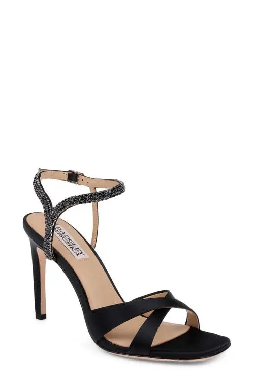 Badgley Mischka Reagan Ankle Strap Sandal - Blacksatin