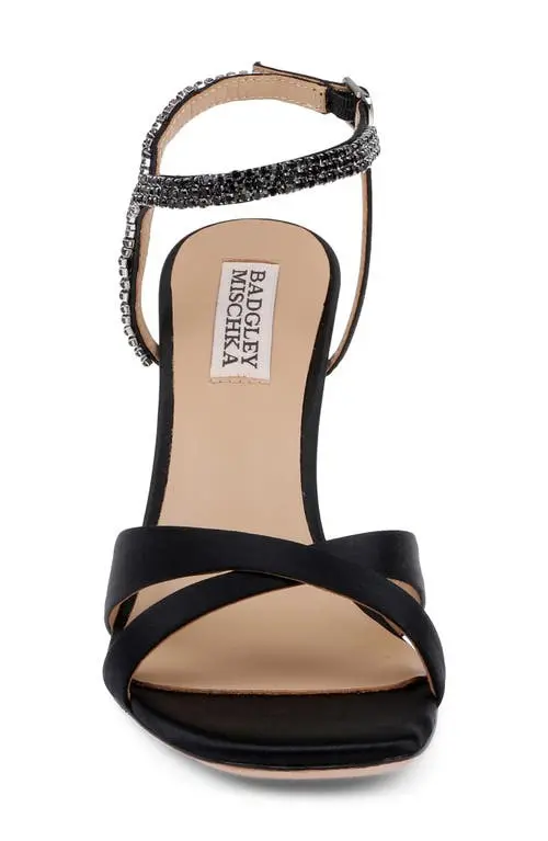 Badgley Mischka Reagan Ankle Strap Sandal - Blacksatin