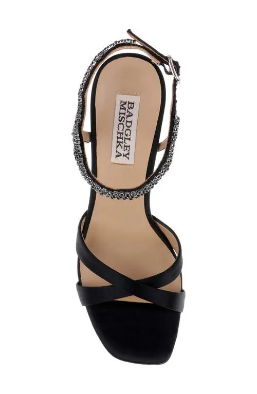 Badgley Mischka Reagan Ankle Strap Sandal - Blacksatin
