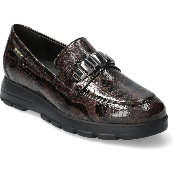 Mephisto Carlyne Leather Loafer With Embossed Detail - Bronze B3317