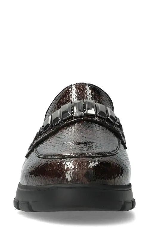 Mephisto Carlyne Leather Loafer With Embossed Detail - Bronze B3317