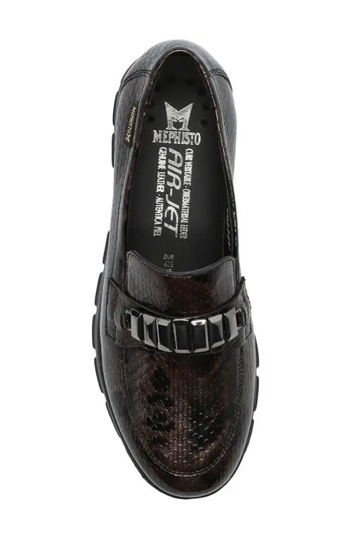 Mephisto Carlyne Leather Loafer With Embossed Detail - Bronze B3317