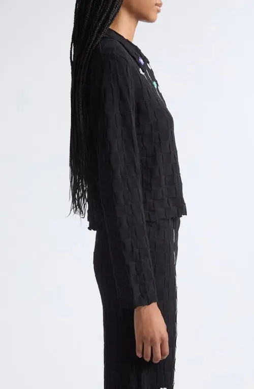 YANYAN Floral Appliqué Organic Cotton Shrunken Jacket