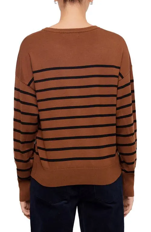 Karen Kane Stripe Crewneck Sweater - Mocha