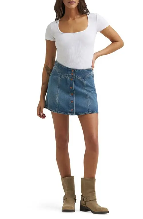 Wrangler Paneled Cotton Denim Miniskirt
