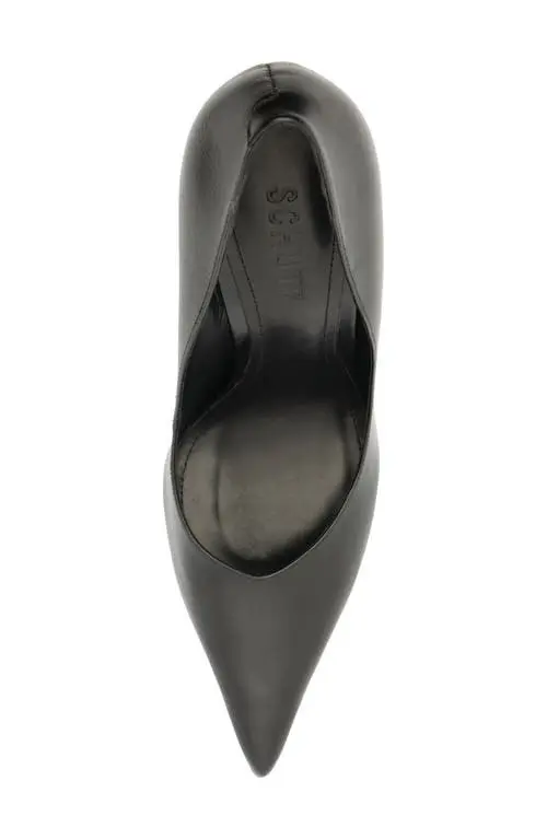Schutz Lexi Pointed Toe Block Heel Leather Pump