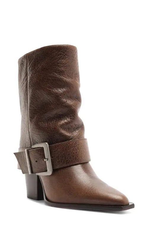 Schutz Parker Leather Boot - Desert Brown