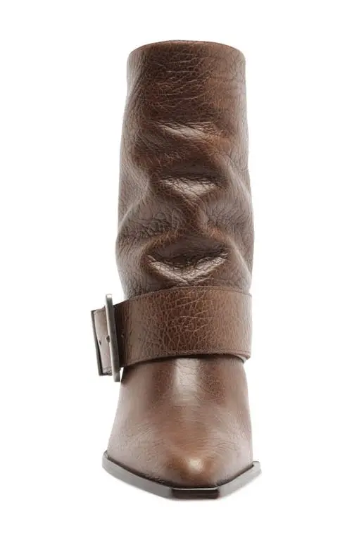 Schutz Parker Leather Boot - Desert Brown