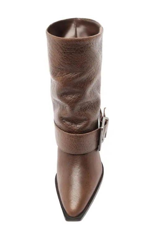 Schutz Parker Leather Boot - Desert Brown