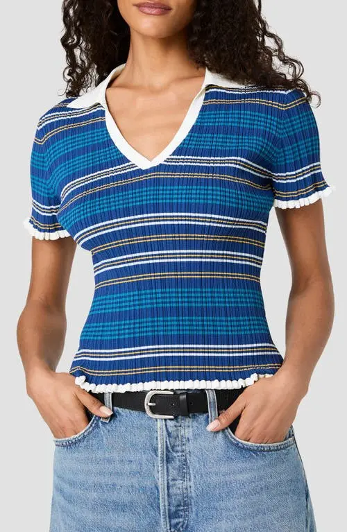 French Connection Striped Crinkle Rib Polo