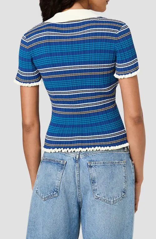 French Connection Striped Crinkle Rib Polo