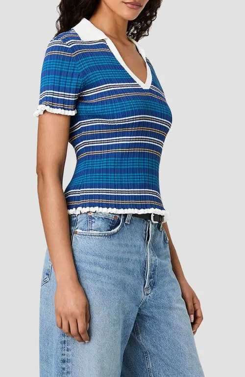 French Connection Striped Crinkle Rib Polo