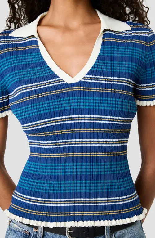 French Connection Striped Crinkle Rib Polo