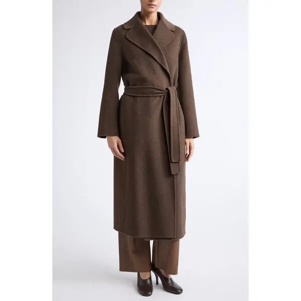 Max Mara Smmpace Long Wool Blend Belted Coat - Brown