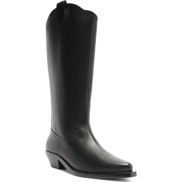 Schutz Nash Up Leather Western Boot - Black