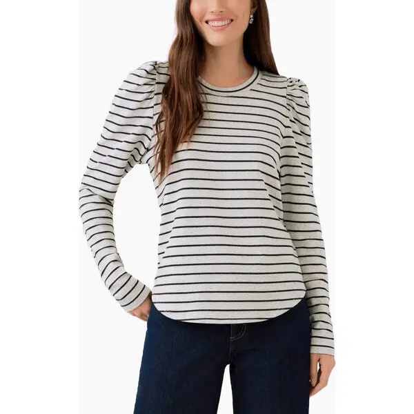 Karen Kane Shirred Sleeve Top - French Terry Heather/blk
