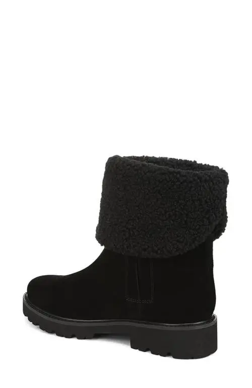 Franco Sarto Sahana Leather Bootie With Faux Shearling Trim - Black