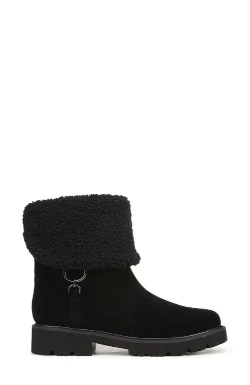 Franco Sarto Sahana Leather Bootie With Faux Shearling Trim - Black