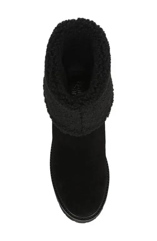 Franco Sarto Sahana Leather Bootie With Faux Shearling Trim - Black