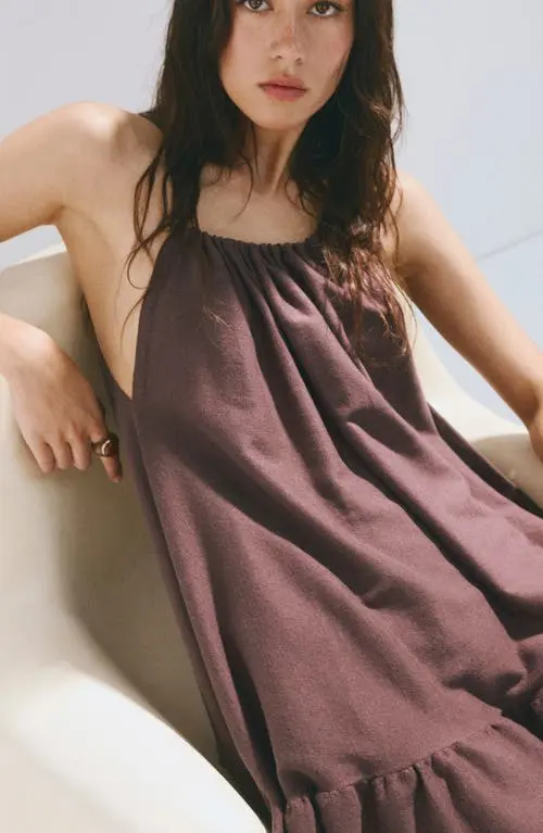 Mango Gathered Halter Neck Mini Dress