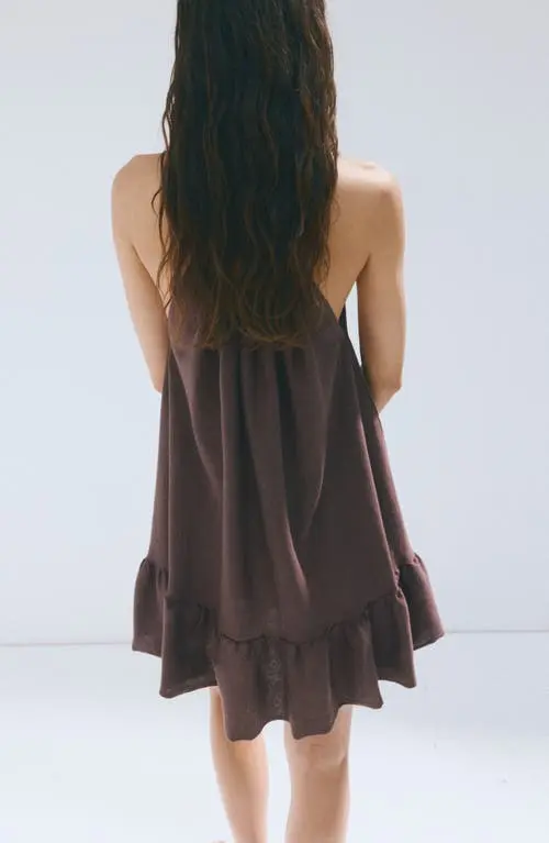 Mango Gathered Halter Neck Mini Dress
