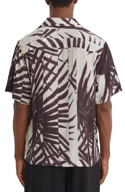 REISS Shindora Relaxed Fit Palm Print Camp Shirt - Bordeaux