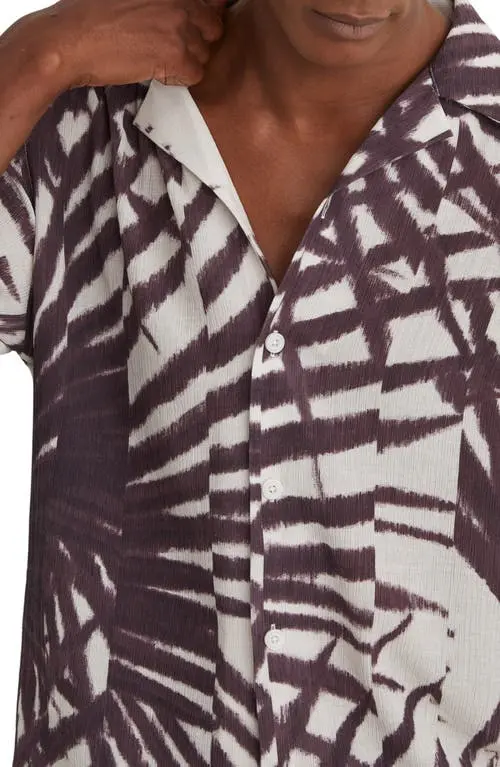 REISS Shindora Relaxed Fit Palm Print Camp Shirt - Bordeaux