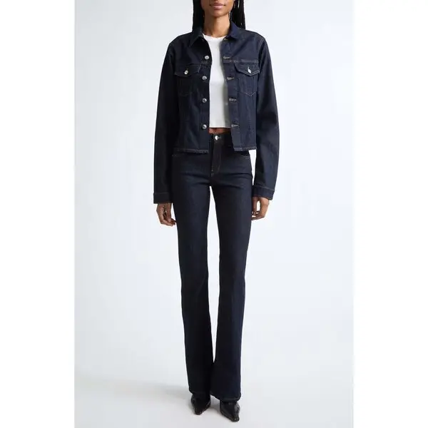 HAIKURE Cherry Cropped Denim Trucker Jacket